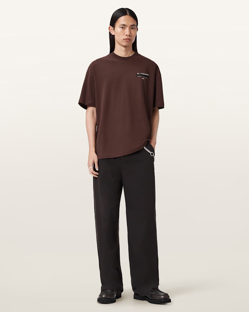 Redact Oversized Embroidered Logo T-Shirt Bitter Brown | ALLSAINTS US